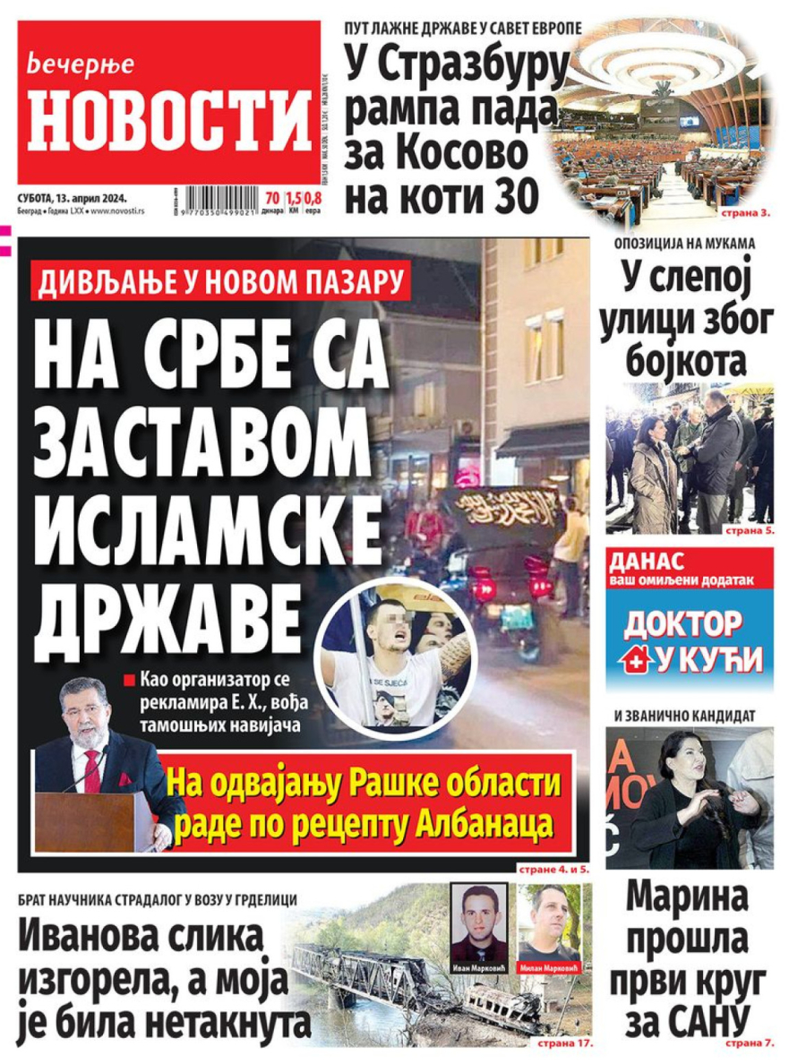 Novine: "Medijska hajka Zapada na Srbiju i Vučića"; "Divljanje u Novom ...