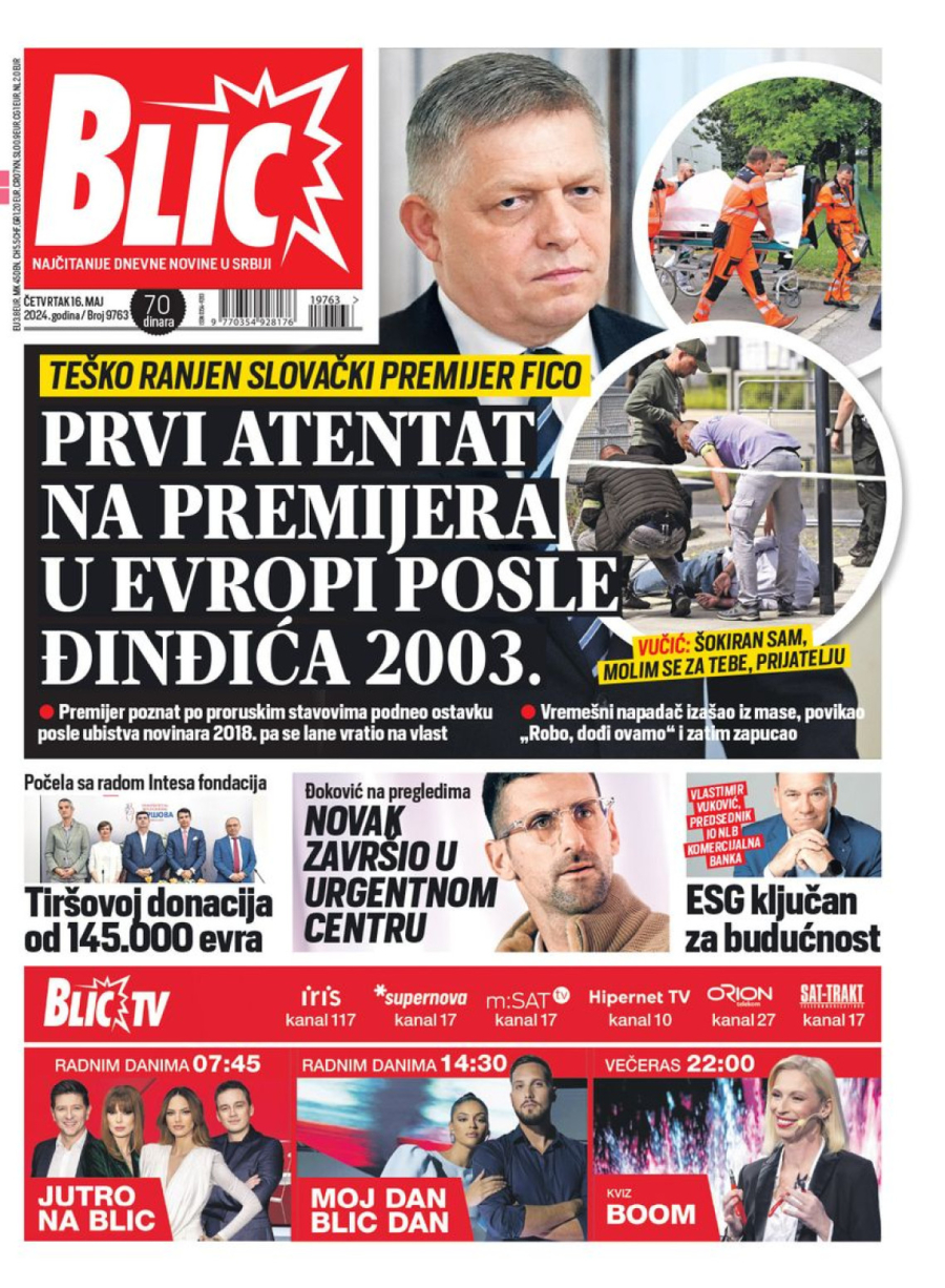 Novine: "Neće nam oduzeti čast, Srbiju i Srpsku"; "Tri metka u hrabrog ...