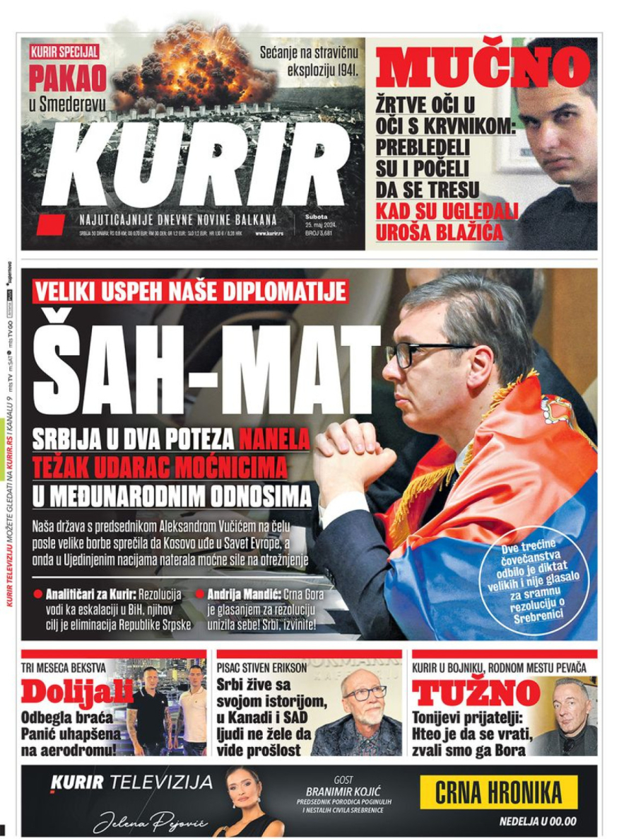 Novine: "Sada je jasno ko su pravi prijatelji Srbije"; "Amerika preti: Nestaće Srpska ako ode iz ...