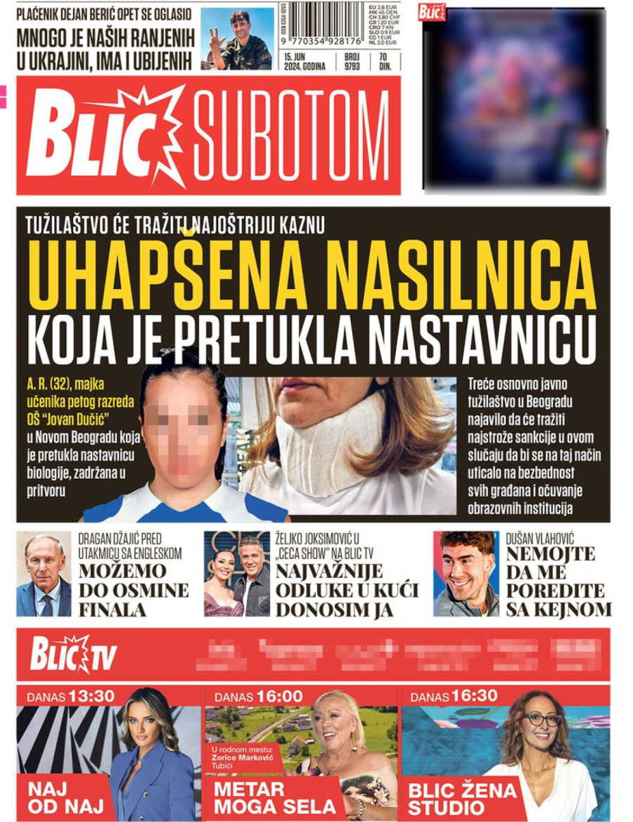 Novine: "Zašto su škole postale bojište"; "Tužilaštvo će tražiti ...