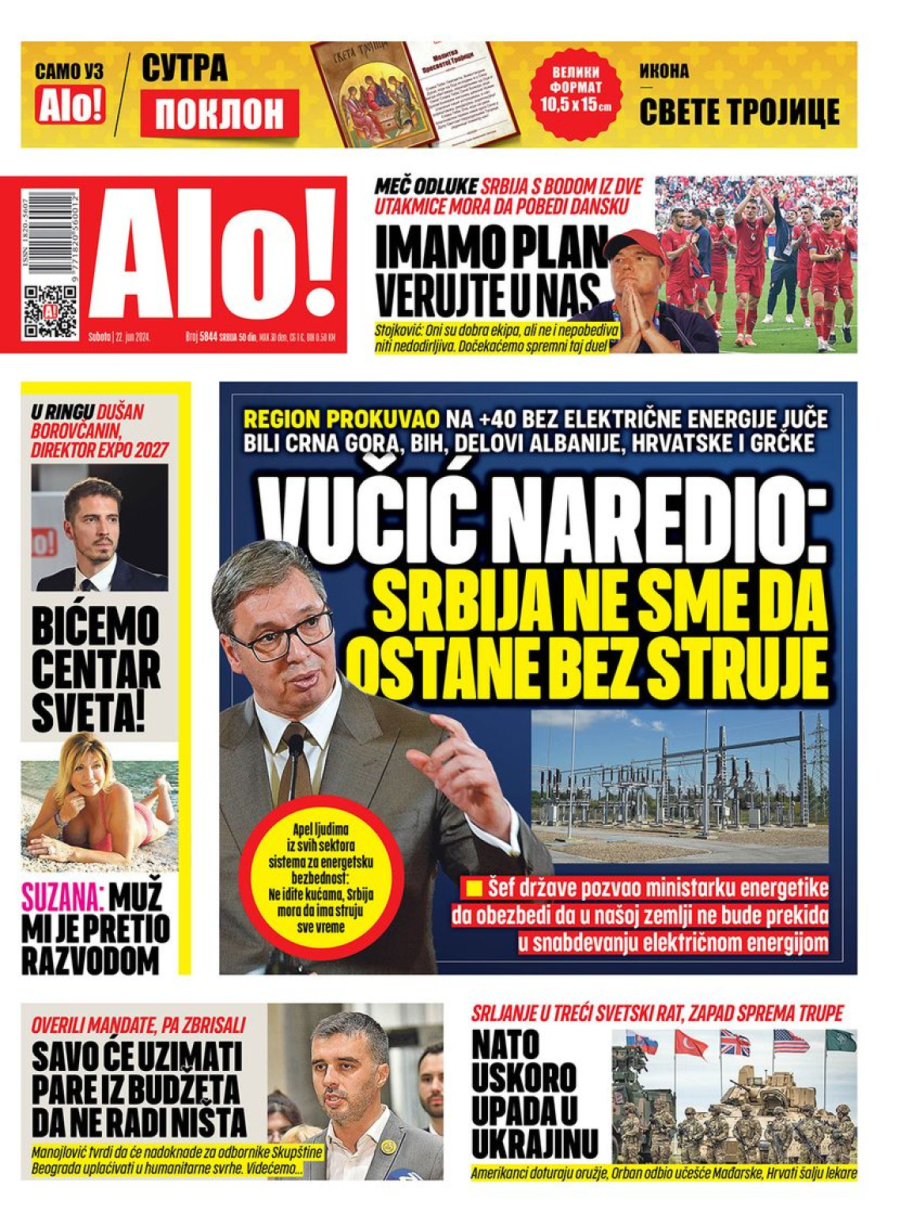Novine: "Ko je ugasio svetlo na Balkanu?"; "Kurtijev most ka ratu i ...