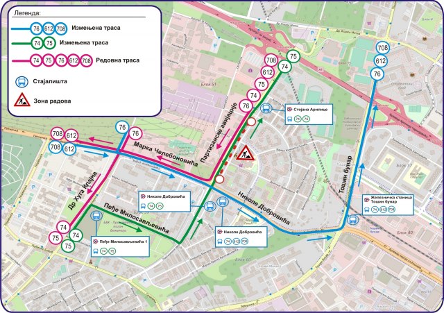 Od sutra promena javnog prevoza u Ulici partizanske avijacije - B92