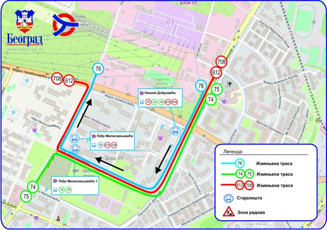 Promena linija javnog prevoza: Zatvorena saobraćajna traka zbog radova ...