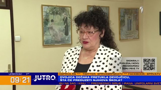 Vršnjačko nasilje u OŠ "Rade Drainac"; Direktorka za TV Prva ...